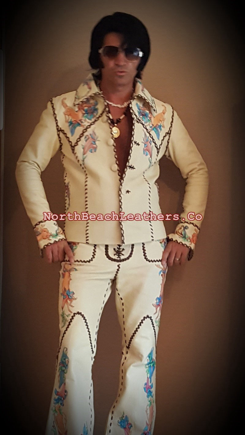 Elvis Emperor Leather Suit replica hand painted | North Beach Leathers